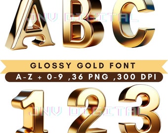 3D Gold Letters Clipart PNG SVG Bundle, Gold Font, Gold Alphabet, 3D ...