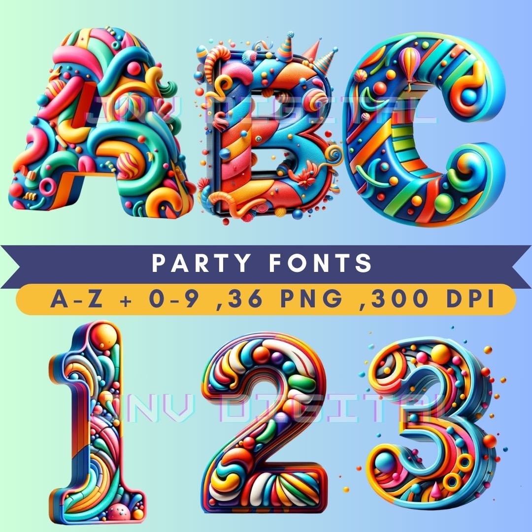 Party Fonts , Png , 4096x4096 Px,300 Dpi - Etsy