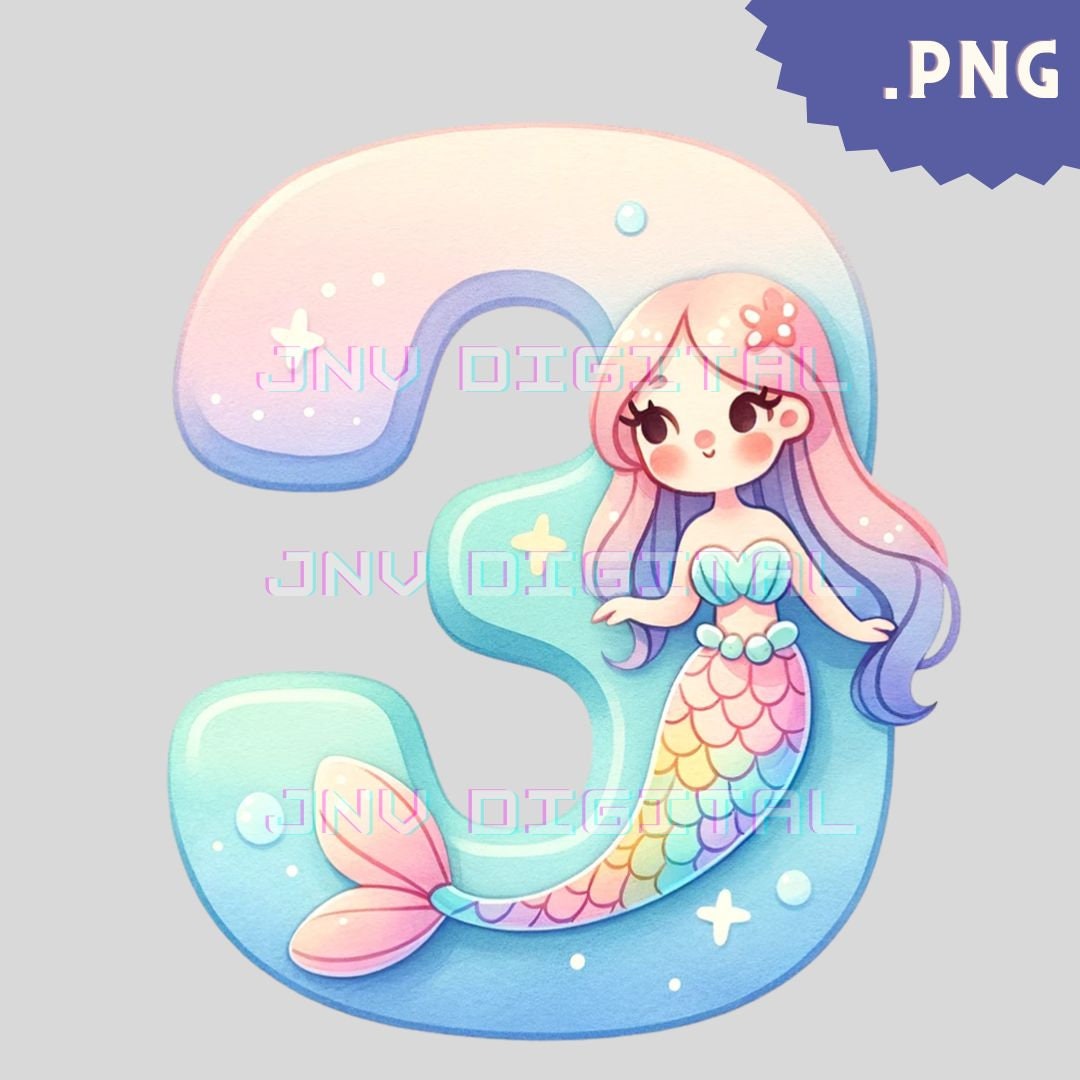 Pastel Watercolor Mermaid Alphabet PNG Fonts - Etsy