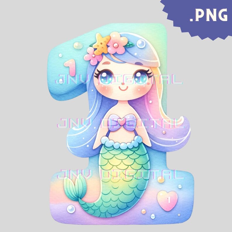 Pastel Watercolor Mermaid Alphabet PNG Fonts - Etsy