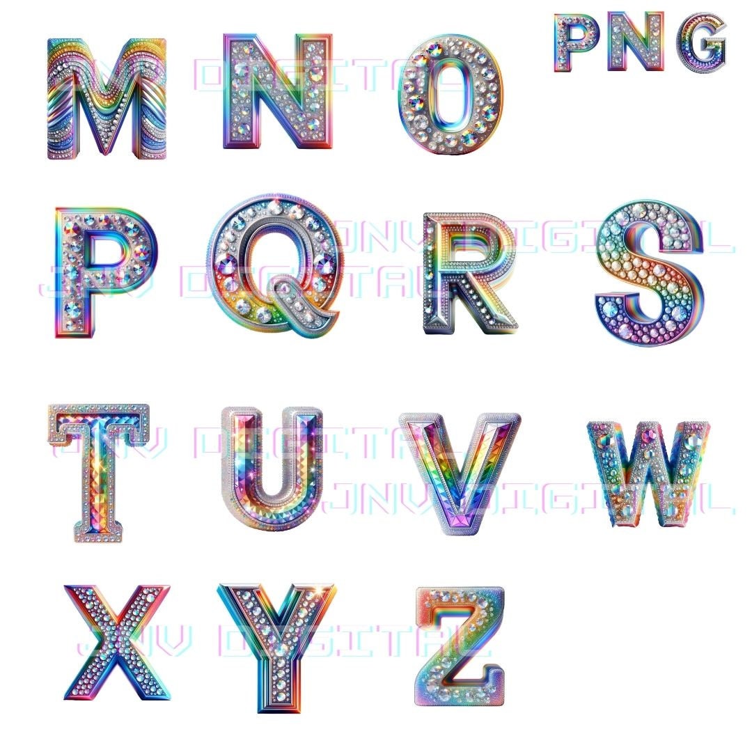 Rainbow Diamond Fonts PNG Files ,4096x4096 PX, 300 DPI - Etsy