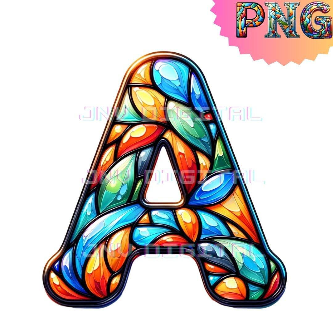 Glass Texture PNG FONTS ,stained Glass Alphabet PNG ,digital Download ...
