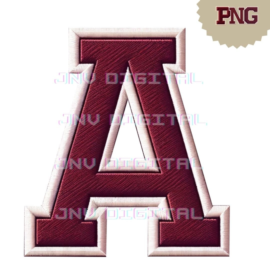 Varsity Embroidery Font PNG Pack - Instant Download Digital Alphabet ...