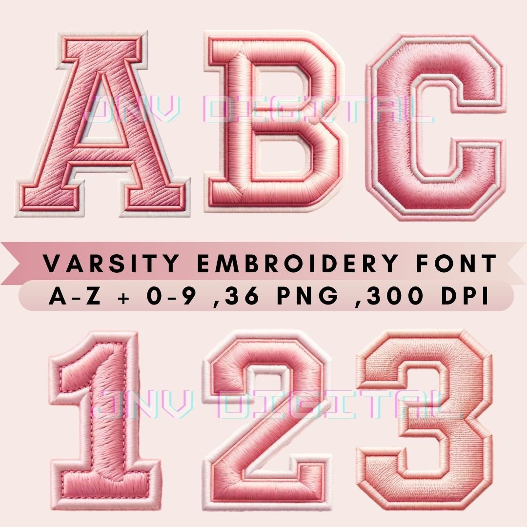 PNG Pastel Pink Varsity Embroidery - Etsy