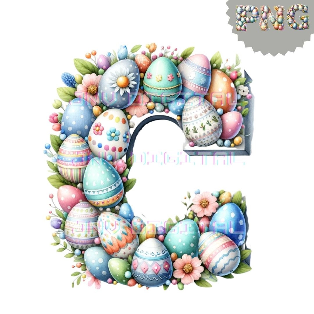 Watercolor Easter Egg Font - Digital Download, PNG ,300DPI - Etsy