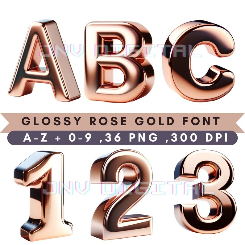 PNG Glossy Rose Gold Font - Etsy
