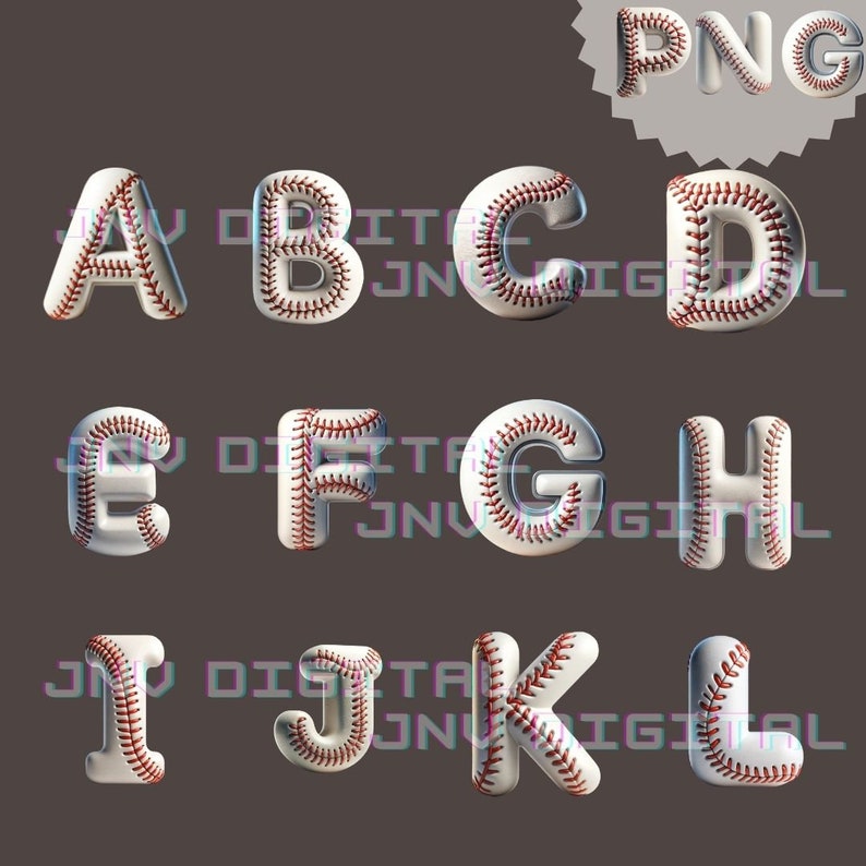 Baseball Font PNG: Sports Alphabet Clipart (digital Download) - Etsy