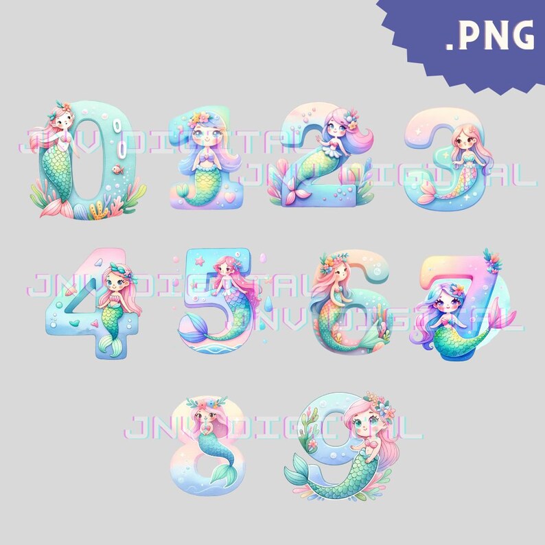 Pastel Watercolor Mermaid Alphabet PNG Fonts - Etsy