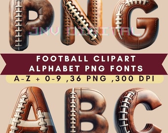 Football Alphabet, Football Clipart, Football PNG, Football Font ...