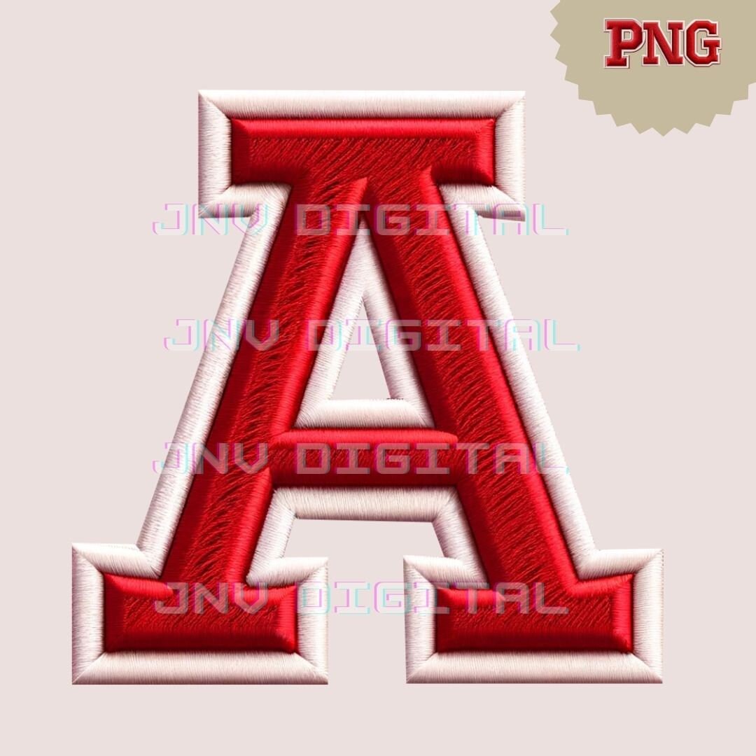 Varsity Embroidery Font PNG Pack - Instant Download Digital Alphabet ...