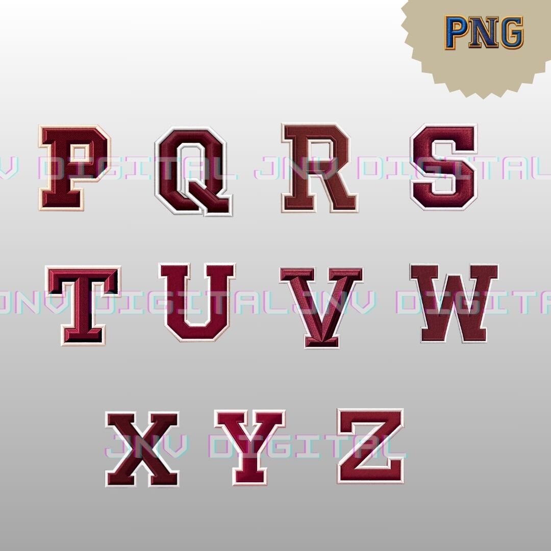 Varsity Embroidery Font PNG Pack - Instant Download Digital Alphabet ...