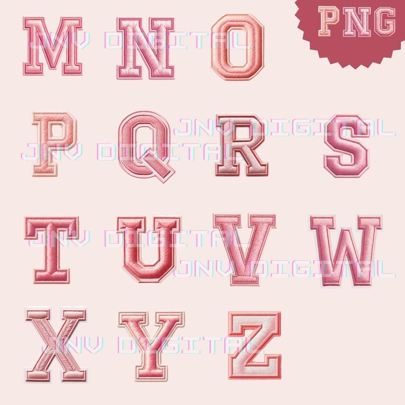 PNG Pastel Pink Varsity Embroidery - Etsy