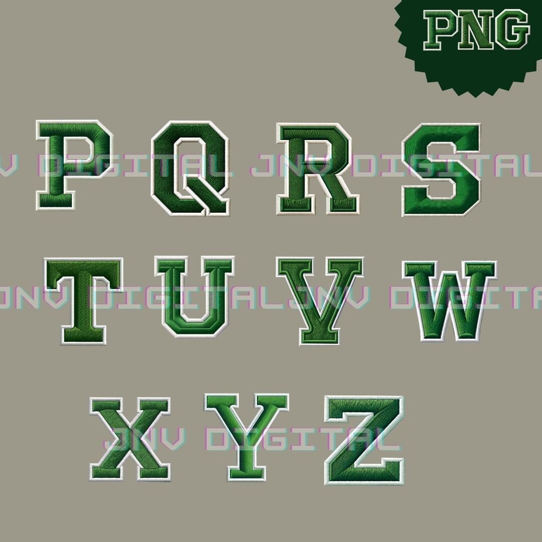 Varsity Embroidery Font PNG Pack Instant Download Digital Alphabet for ...