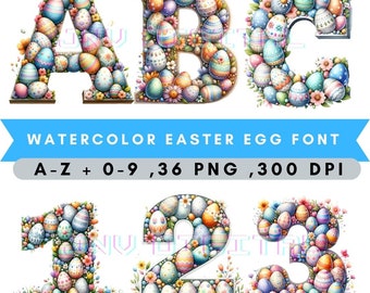 Easter Egg Font, Doodle Letters, Doodle Font, 3D Alphabet PNG, Digital ...
