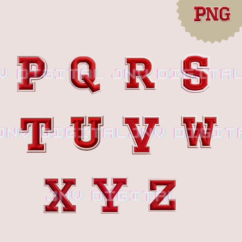 Varsity Embroidery Font PNG Pack - Instant Download Digital Alphabet ...