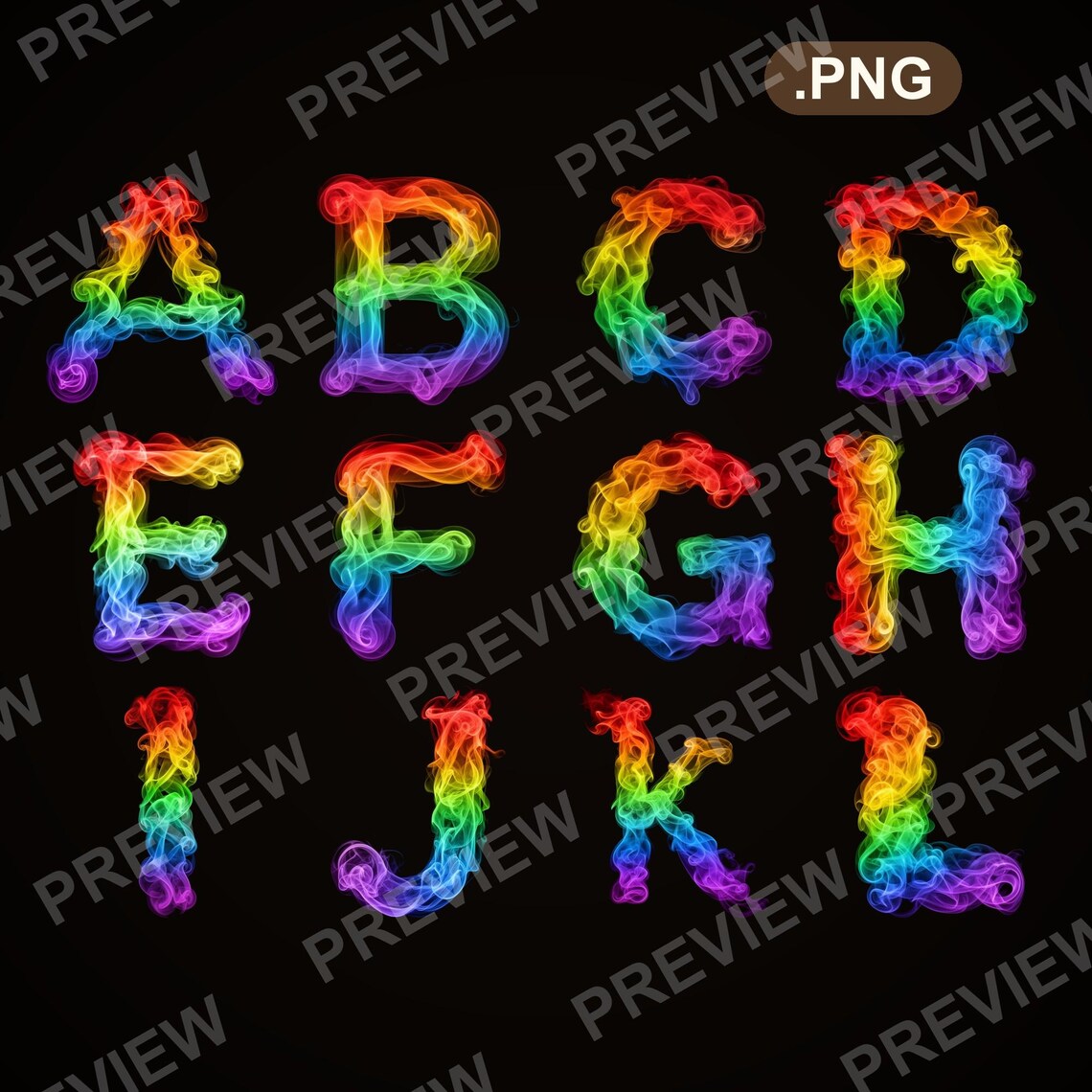 Rainbow Smoke Alphabet PNG Clipart, Colorful Rainbow Letters Numbers ...