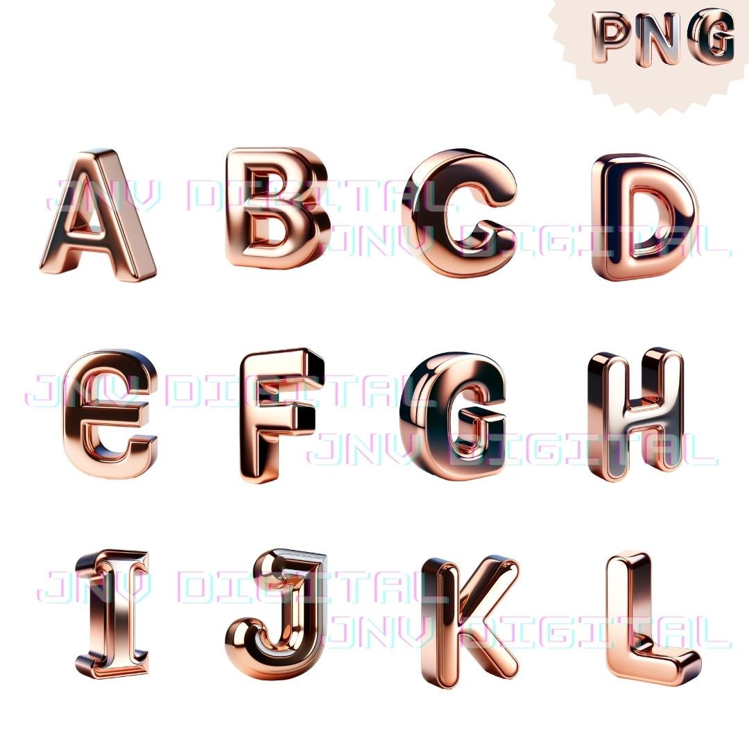 PNG Glossy Rose Gold Font - Etsy