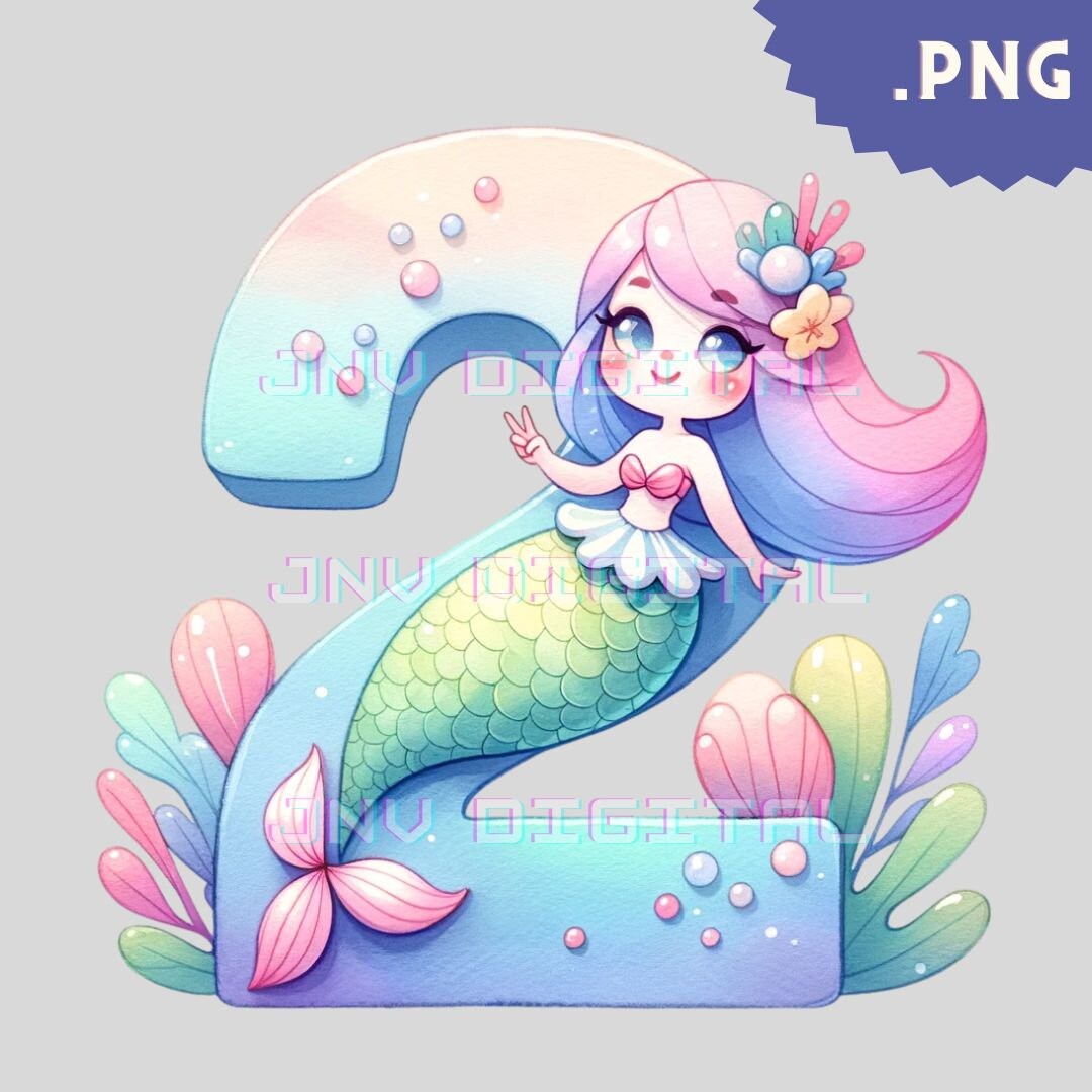 Pastel Watercolor Mermaid Alphabet PNG Fonts - Etsy