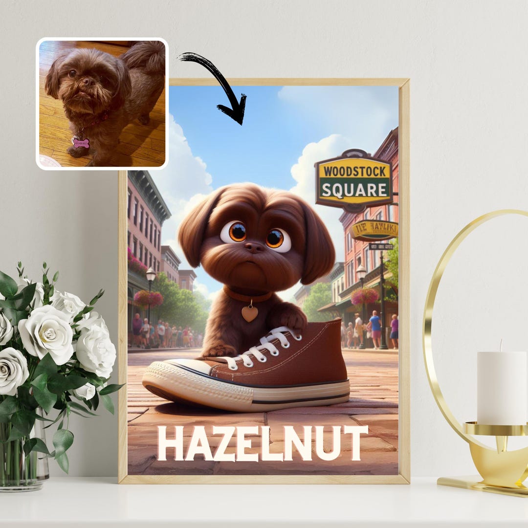 Custom Cartoon Pet Portrait Personalized Dog Portrait Custom Pet Disney ...