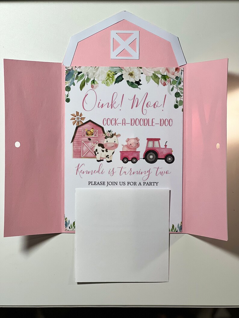Pink Farm Barn Invitation Wraps - Etsy