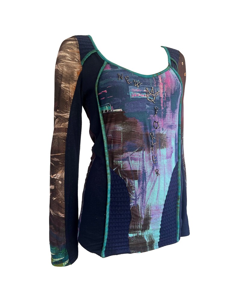 Y2k Save the Queen / 1990s 2000s Long Sleeve Mesh Top With Metallic New ...