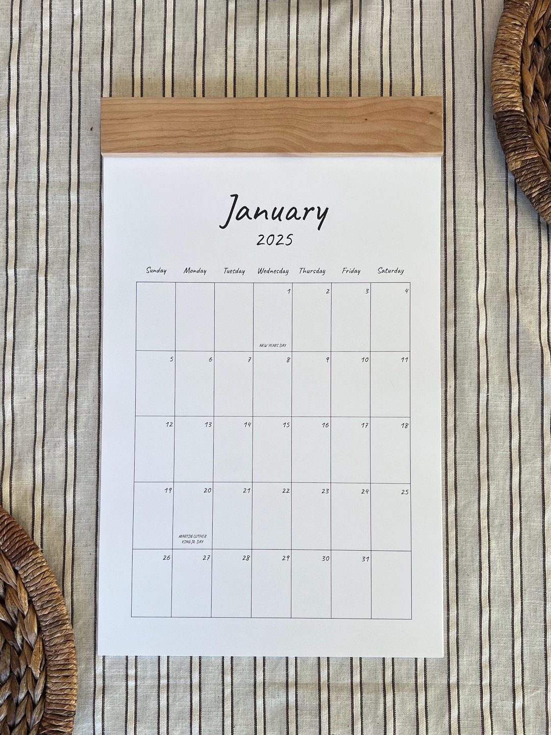 2025 Wall Calendar, Wall Decor, Minimal Calendar, Monthly Calendar ...