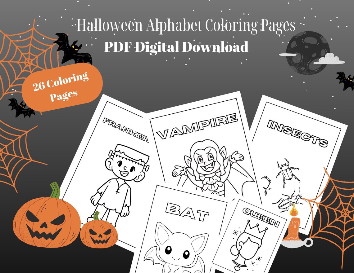Kids Halloween Alphabet Coloring Pages, Kids Coloring Pages, Halloween ...