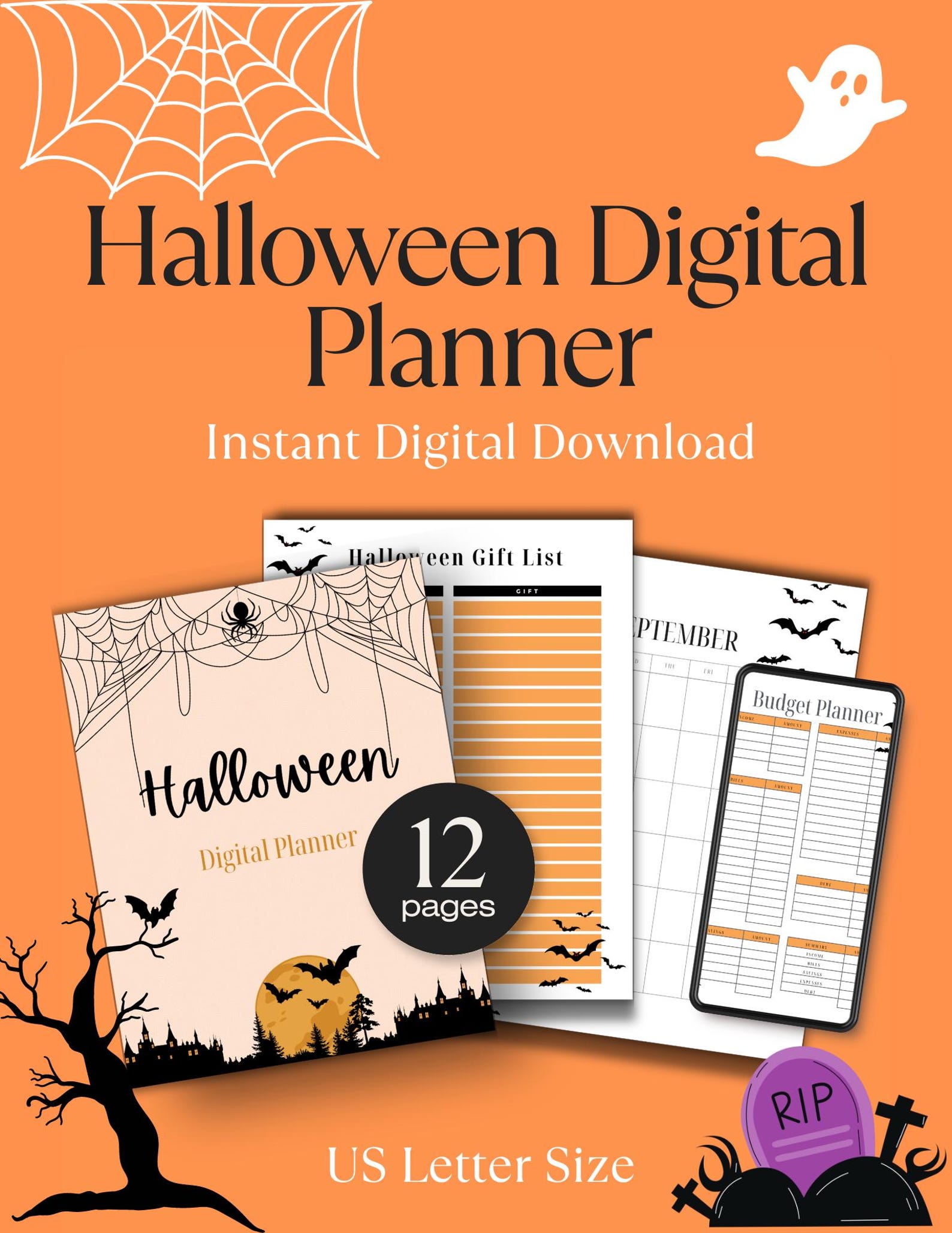 Halloween Digital Planner, Digital Planner, Halloween Planner ...
