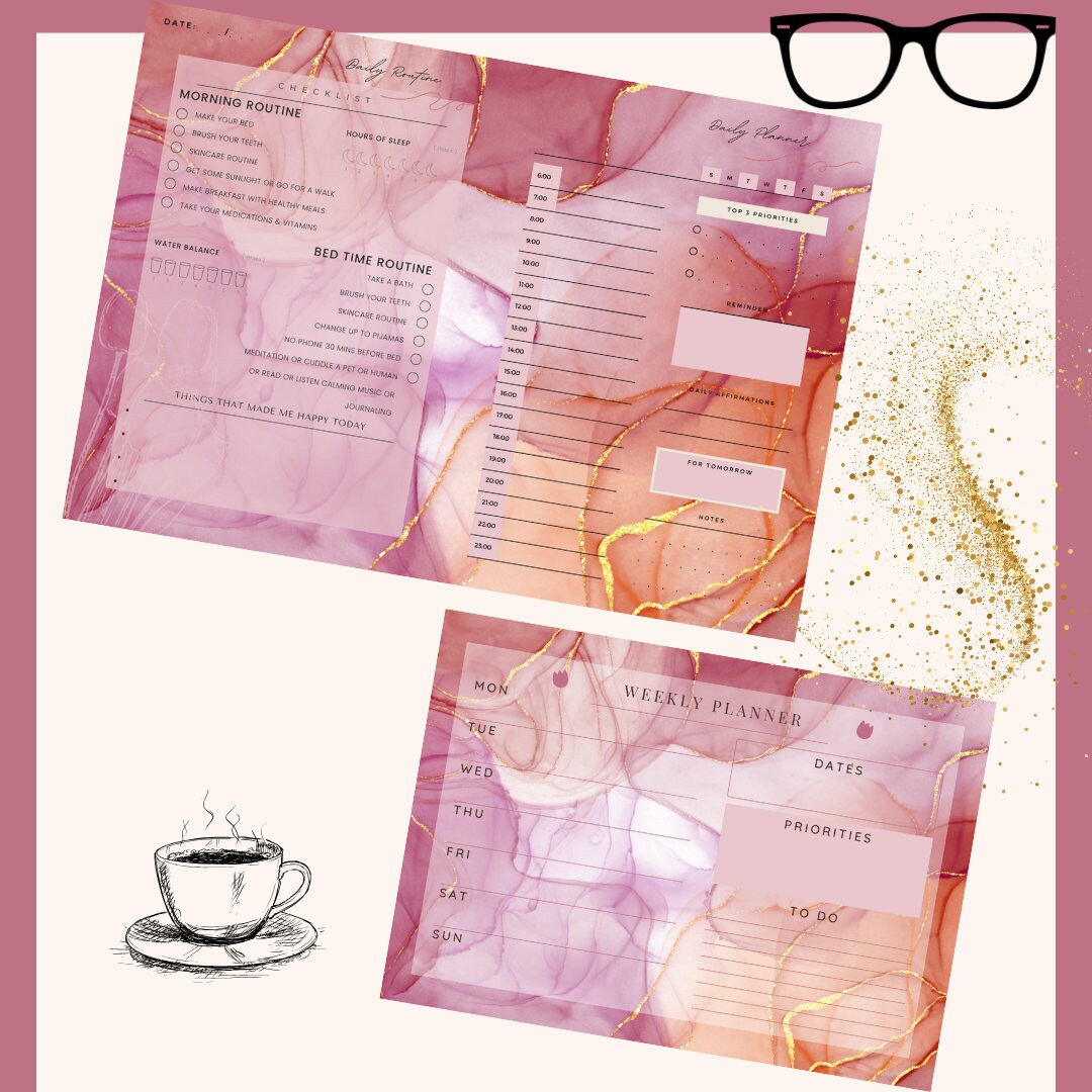 Printable Daily Routine Checker & Planner With Weekly Planner for ...