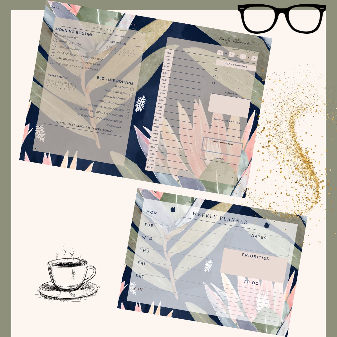 Printable Daily Routine Checker & Planner With Weekly Planner Habit ...