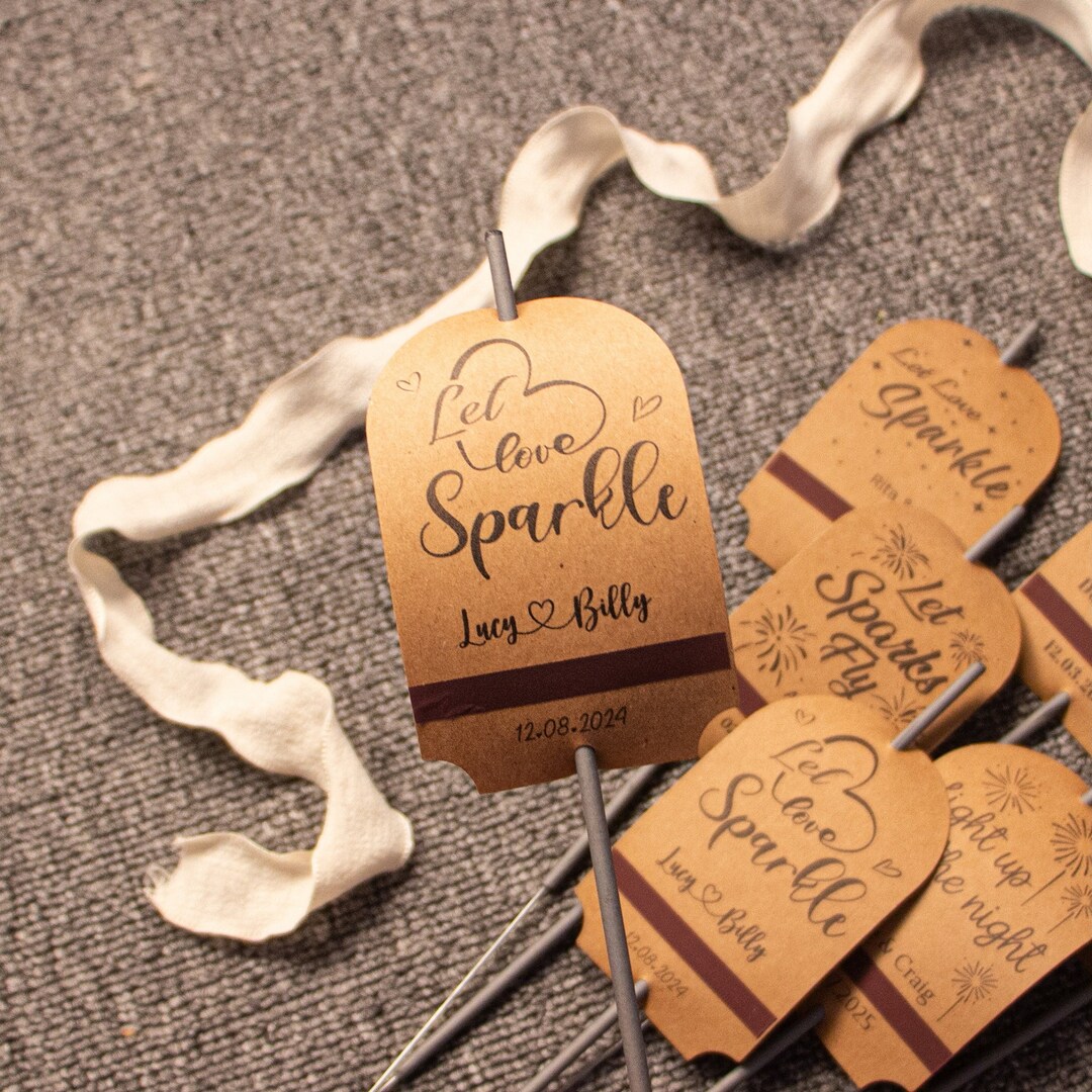 Let Love Sparkle Customizable Sparkler Tags 6x10cm Arched Kraft Paper ...