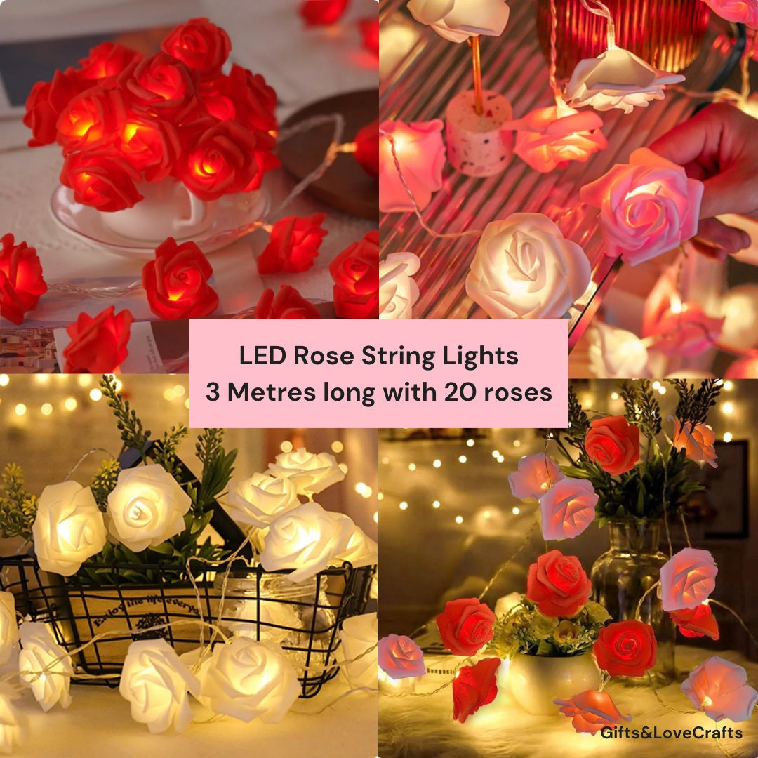 Rose LED String Lights Set of 20 Roses, 3 Meters Each Perfect for ...