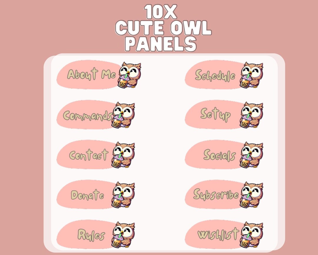 10x OWL Twitch Panels Purple | Chibi Owl | Cute Owl Twitch | | Panels ...