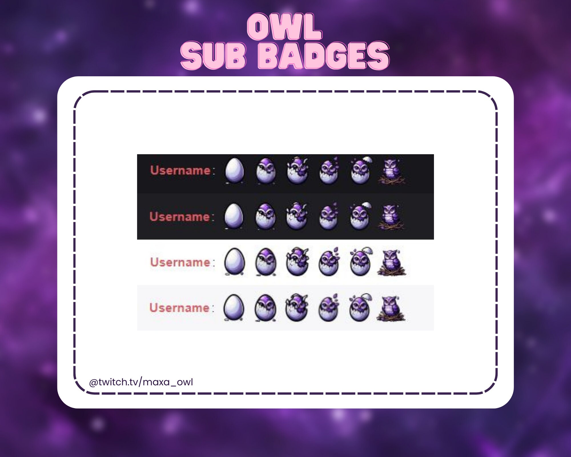 Galaxy Owl Sub Badges Twitch Badge Bits Animal Sub Badges Streaming - Etsy