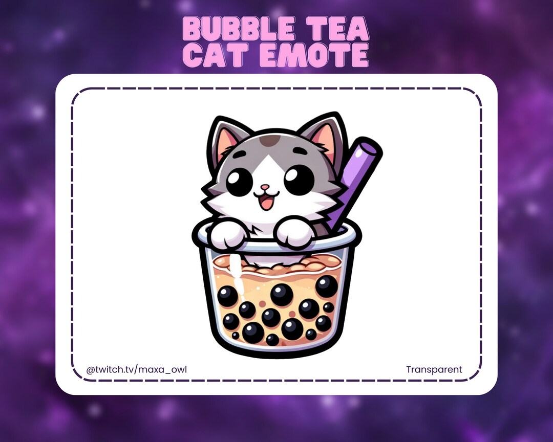 Bubble Tea Cat Emote - Twitch | Cat Emote | Twitch Youtube Discord ...