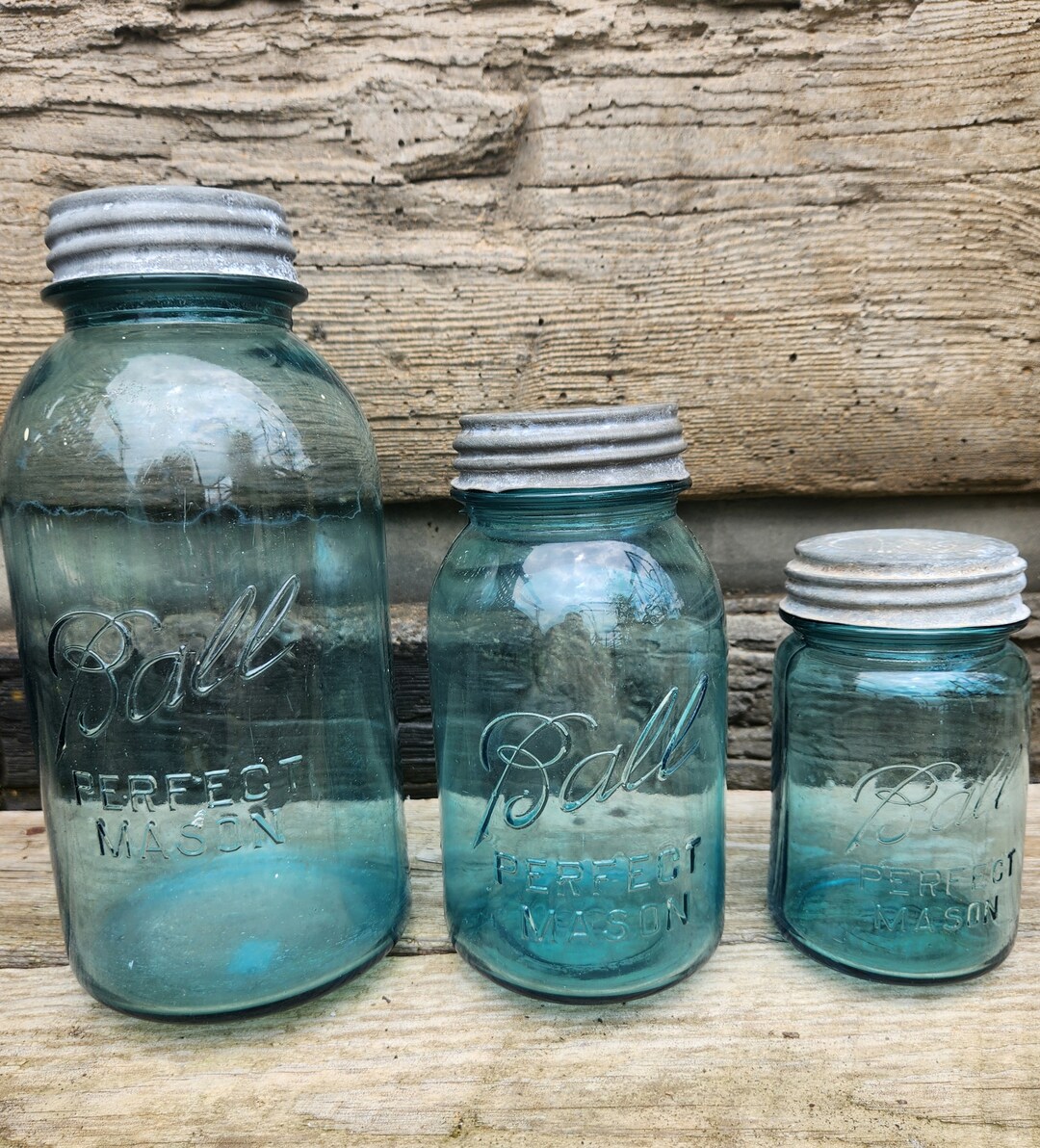 1923 to 1933 Ball Perfect Mason 3 Jar Collection Half Gallon...quart ...