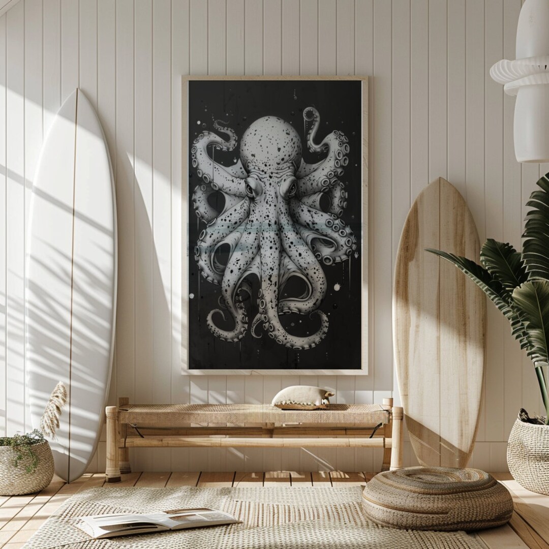 Octopus Wall Art Print, Digital Download, High Resolution 300 DPI ...