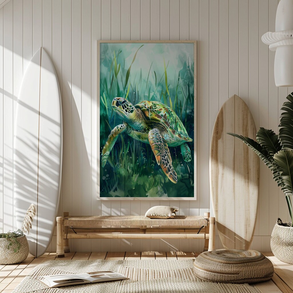 Sea Turtle Wall Art Print, Digital Download High Resolution 300 DPI ...
