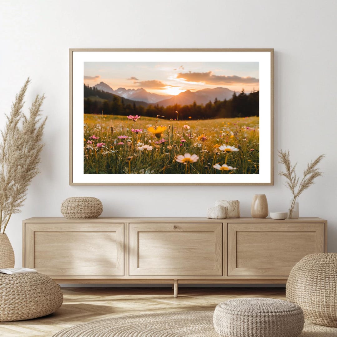 Mountain Wildflower Sunset Wall Art | High-resolution 300 DPI Digital ...