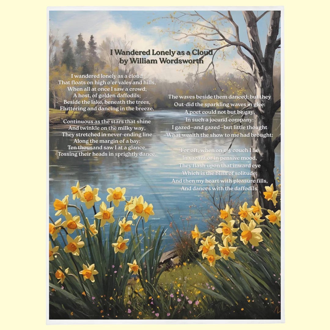 Wordsworth Poetry Blanket Queen Size – I Wandered Lonely as a Cloud ...