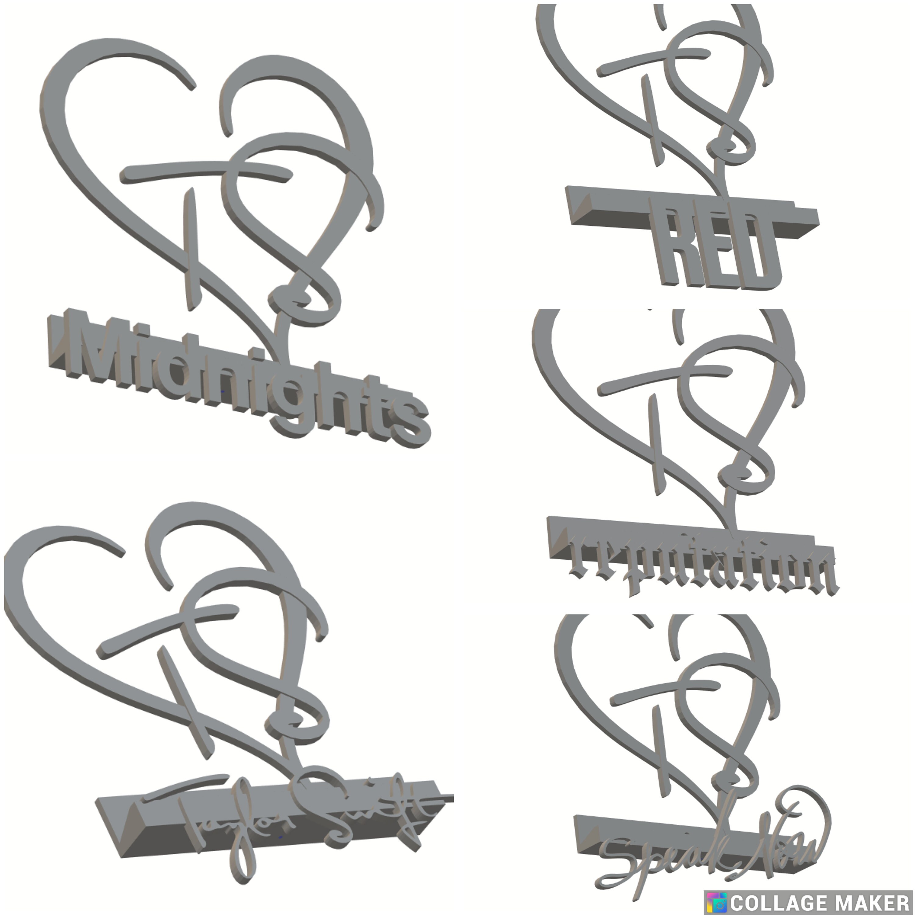 15 Taylor Swift-inspired 3D Print Files Stls All 12 Albums 3D Print ...