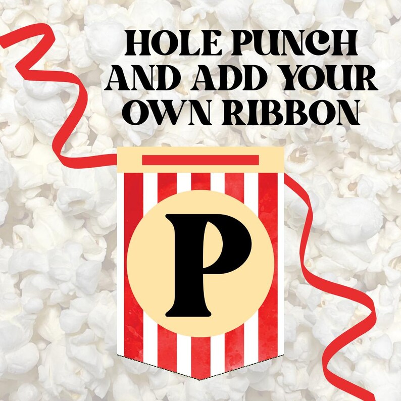 Printable Popcorn Party Pennant Banner - Etsy