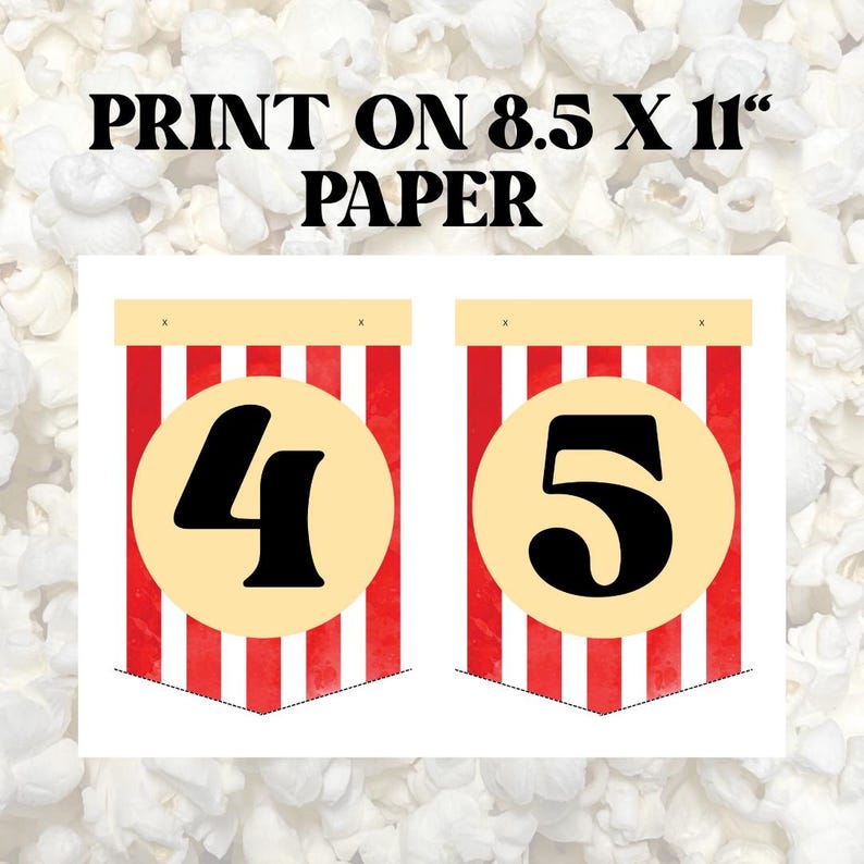 Printable Popcorn Party Pennant Banner - Etsy