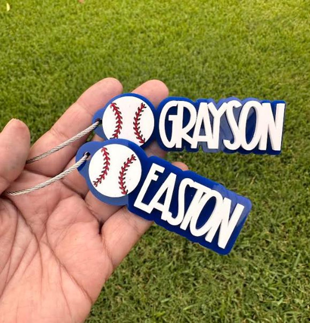 Personalized Baseball or Softball, Bag Tag & Keychain – 3D Layered Name ...
