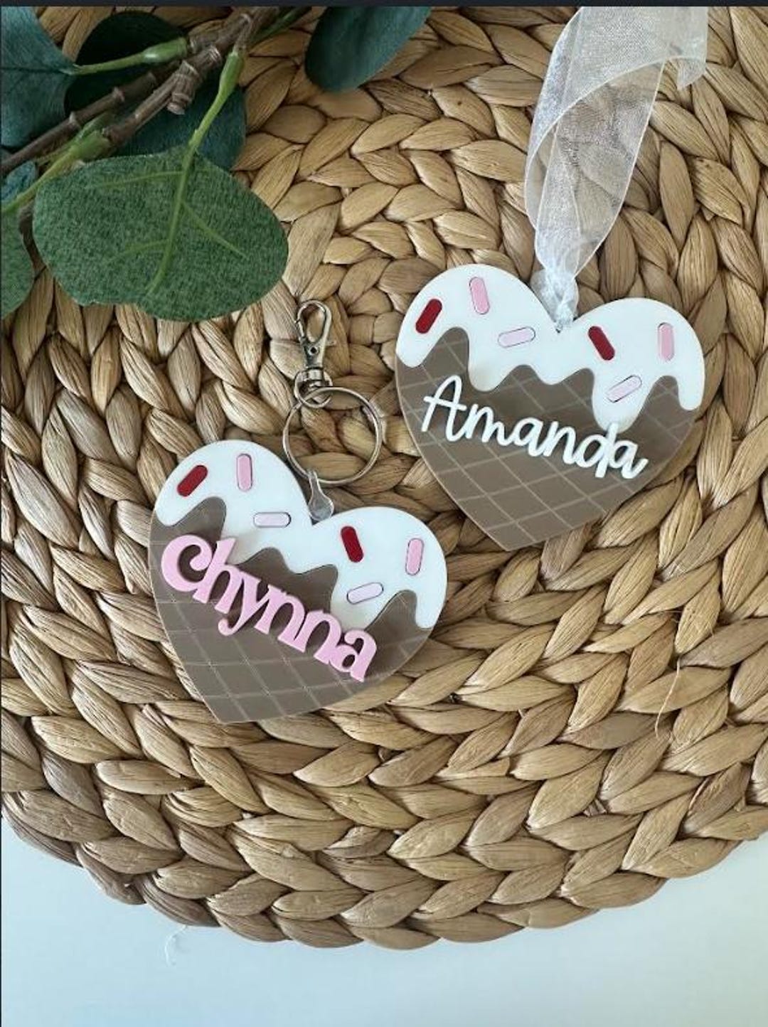 Heart Ice Cream Cone Name Tag, Personalized Valentine’s Day Basket Tag ...