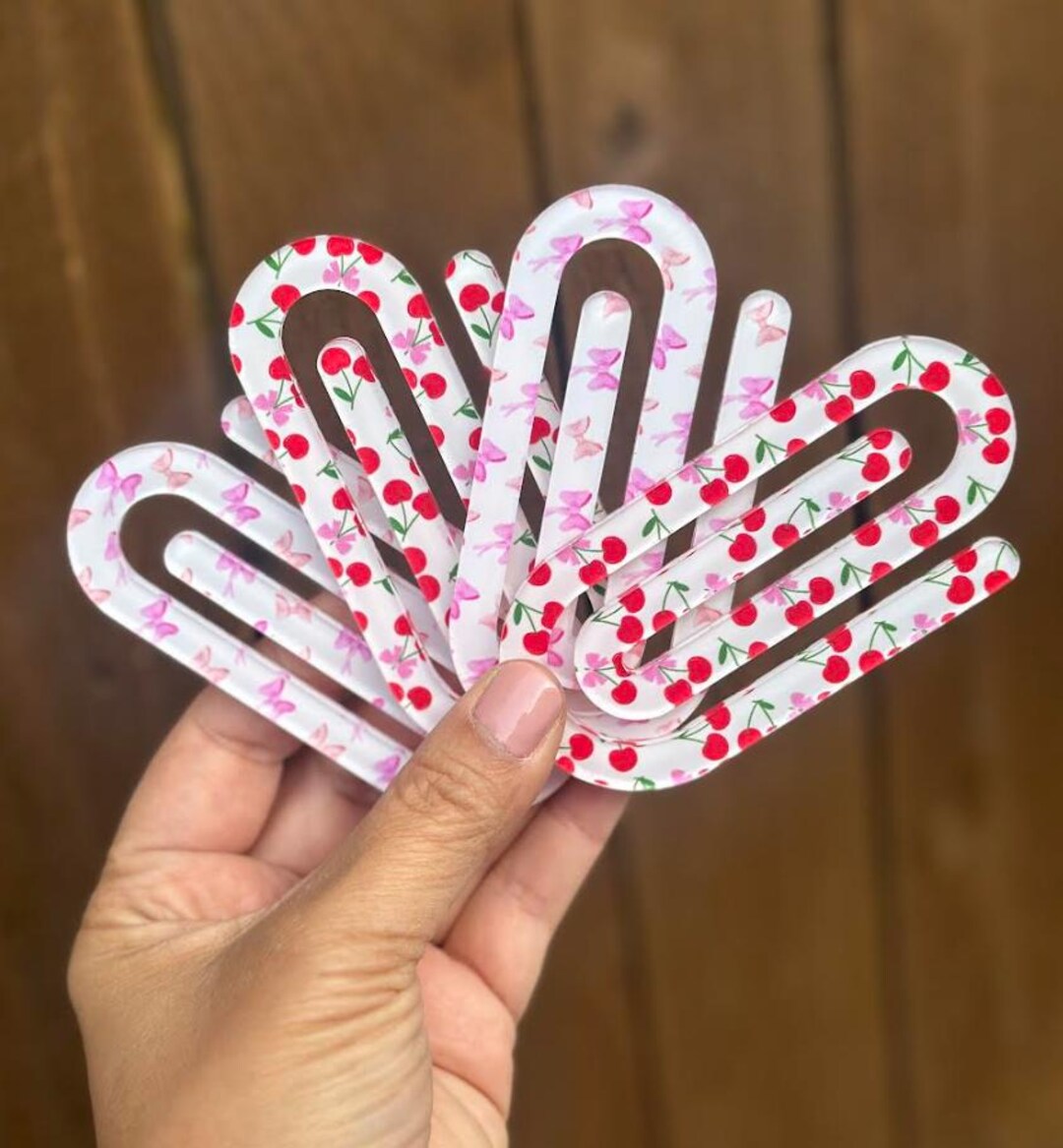 Jumbo Acrylic Paperclip – Cherry or Bow Design | Cute Bookmark, Desk ...