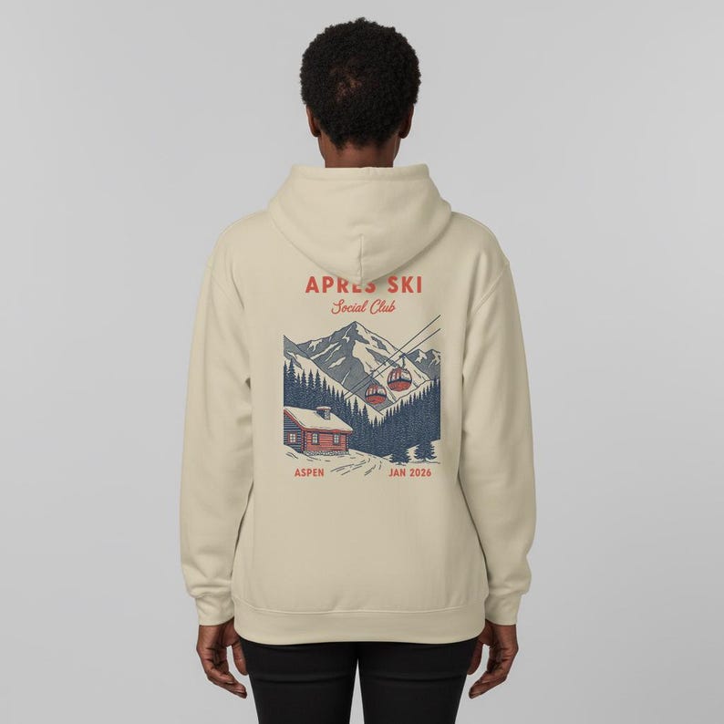 Aspen Ski Social Club Hoodie: Vintage Alpine Art Gondola Illustration ...