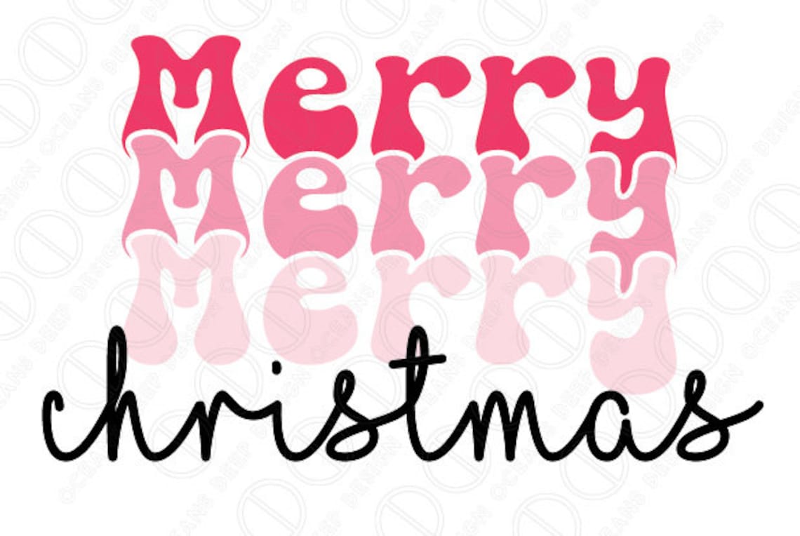 Pink Christmas Merry Merry Merry Digital Download PNG - Etsy