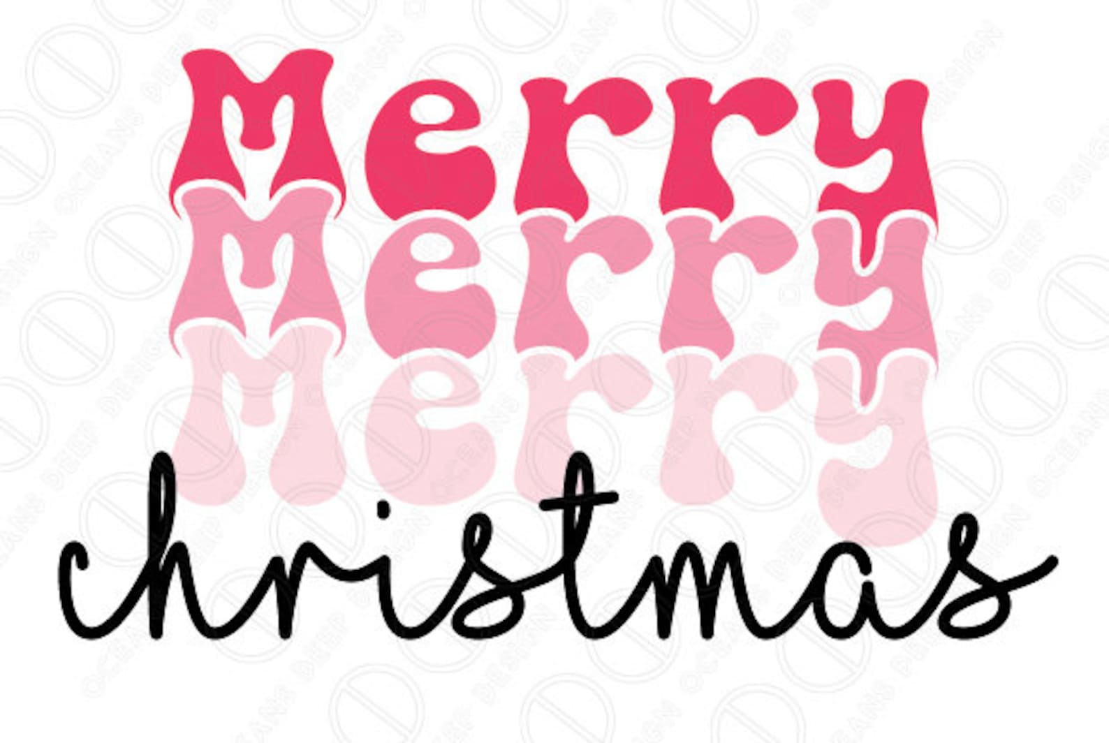 Pink Christmas Merry Merry Merry Digital Download PNG - Etsy