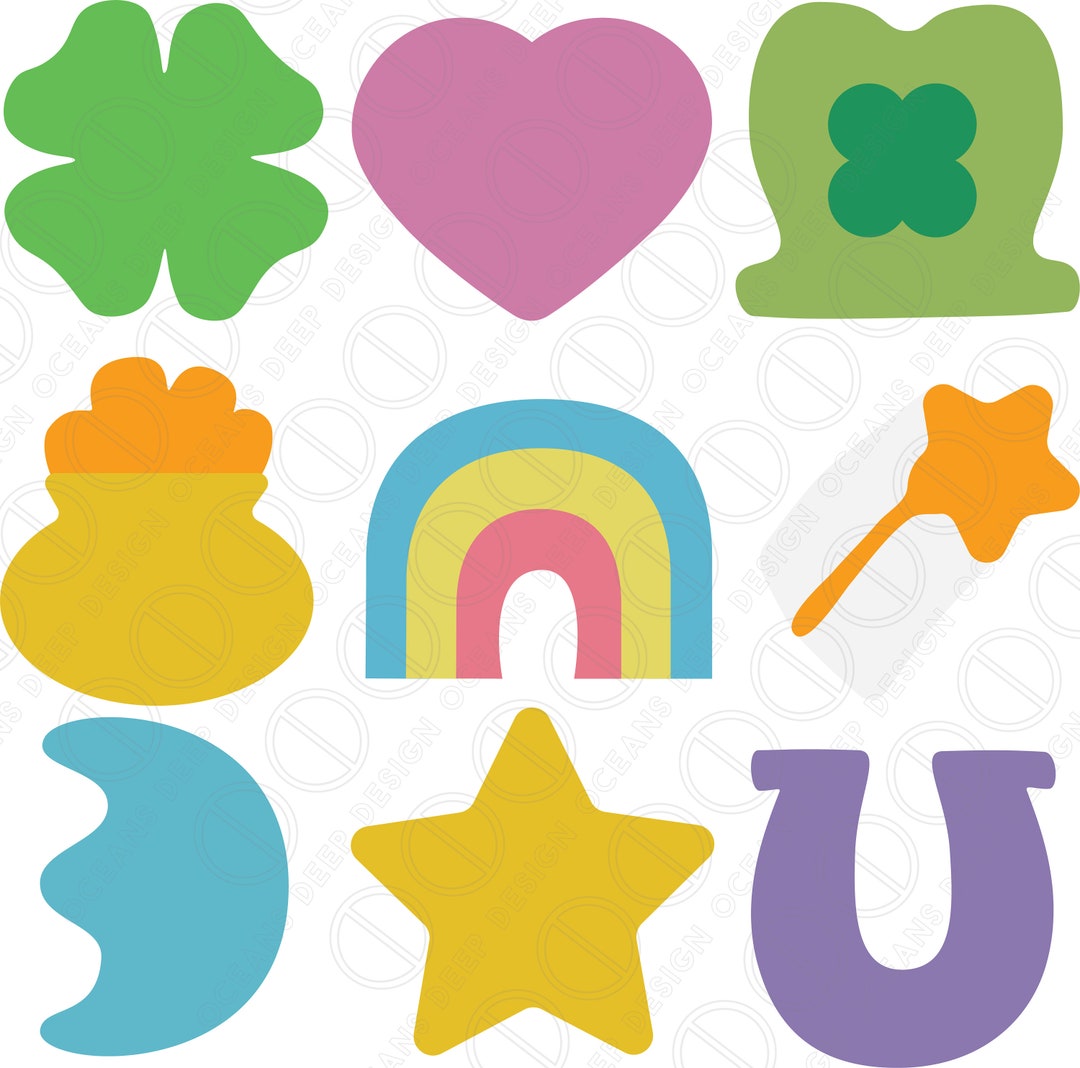 St. Patrick's Day Lucky Charms Clover Heart Pot of Gold Rainbow ...